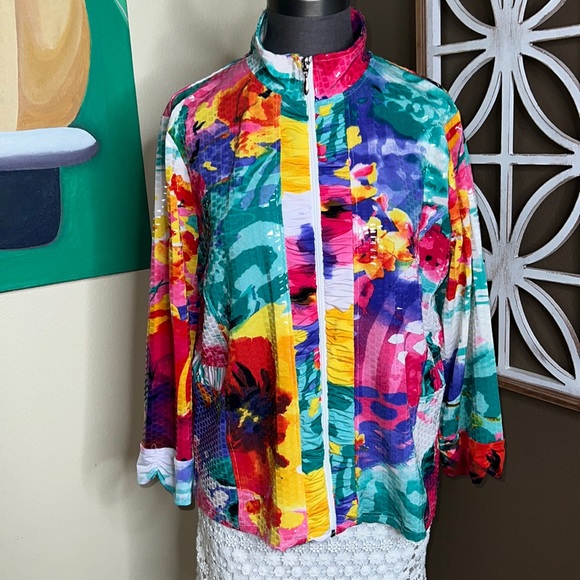 Toni Morgan | Jackets & Coats | Toni Morgan Vintage Multicolored Zip Up ...